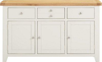 Windsor 3 Door 3 Drawer Sideboard Ivory and Oak Top Fully Assembled
