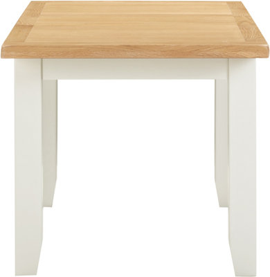 Windsor Extending Dining Table Ivory with Oak Top Part Assembled