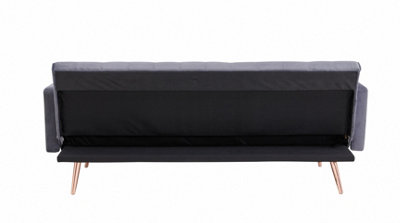 Windsor Luxury Fabric Sofa Bed Grey Velvet with Metal Rose Gold Legs ...
