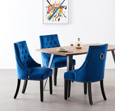Windsor Rocco Duke LUX Dining Set, a Oak Dining Table with 6 Blue ...
