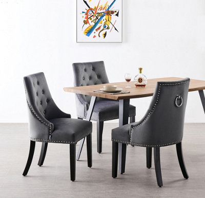 Windsor Rocco Duke LUX Dining Set, a Oak Dining Table with 6 Dark Grey ...