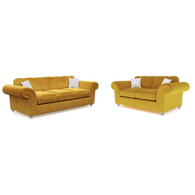 Windsor Saffron 3 Seater & 2 Seater Sofas - Silver Feet