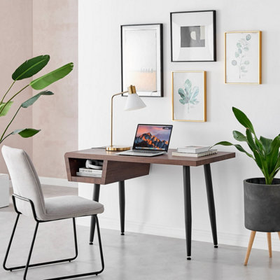 Windsor Wood Effect Brown Desk Practical Stylish Modern Desk With Retro Touches Desk With Storage