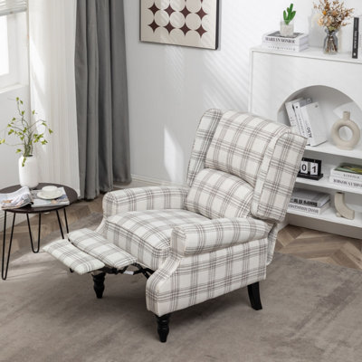 Wing Back Recliner Armchair Pushback Fabric
