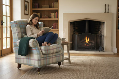 Wing Chair Original Fireside High Back Armchair P And S Balmoral Aqua ...