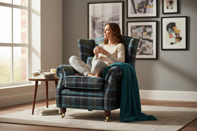 Wing Chair Original Fireside High Back Armchair P And S Balmoral Azure ...