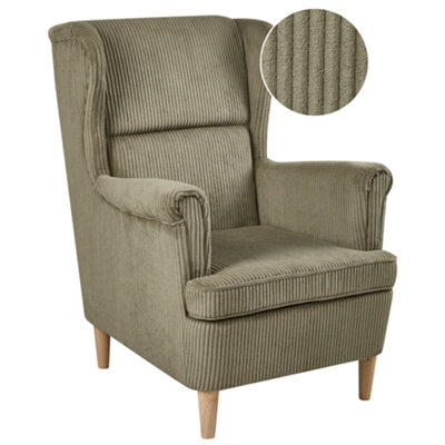Wingback Chair ABSON Corduroy Green