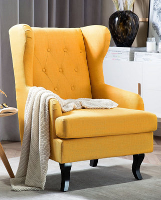 Wingback Chair ALTA Fabric Yellow