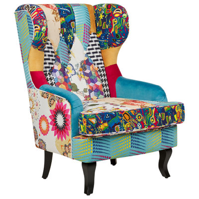 Wingback Chair MOLDE Fabric Blue