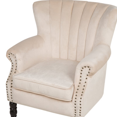 Wingback Chair SVEDALA Velvet Light Beige
