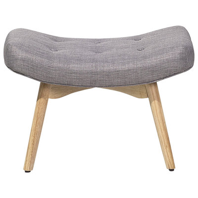 Wingback Chair VEJLE with Footstool Fabric Light Grey