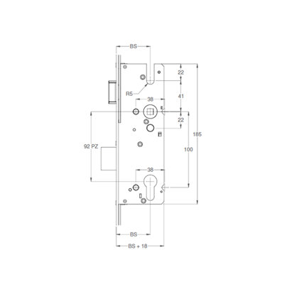 Winkhaus Autolock AV2 2 Hook Espag Lock - RH - 45mm bset