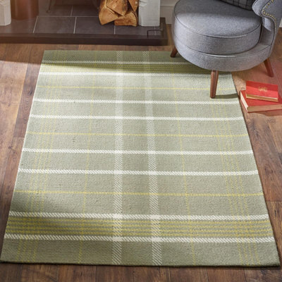 Winnie Ochre Natural Chequered Wool Rug by Origins-67 X 200 (Runner ...