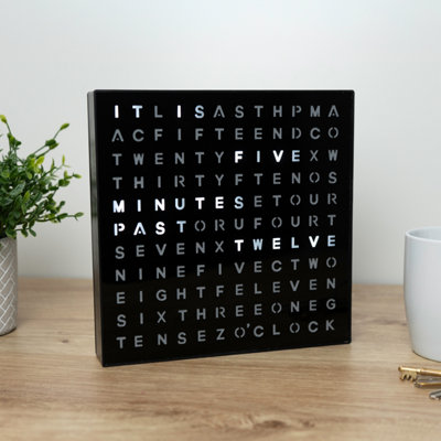 Winning Light Up WORD Clock for walls with Black Frame