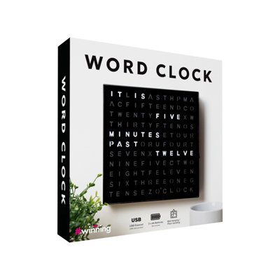 Winning Light Up WORD Clock for walls with Black Frame
