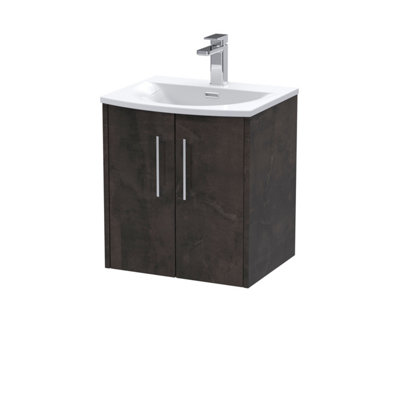 Winshill Contemporary 2 Door Wall Hung Vanity Unit with Curved Basin ...