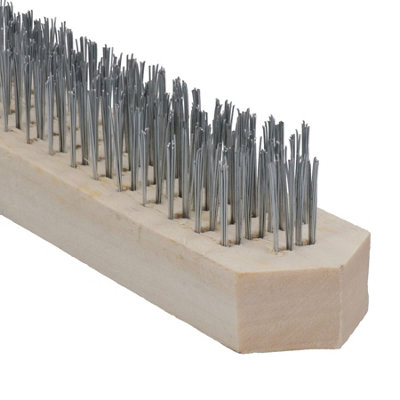 Wire Cleaning Brush 4 Rows of Steel Wire Bristles with Wooden Handle 6 Pack