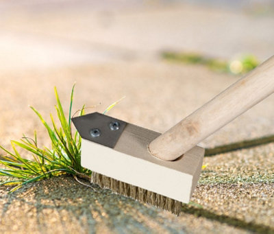 Wire Patio Weeding Brush & Scraper Hand Held Weed Remover Tool
