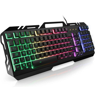 Wired USB Gaming Keyboard Rainbow LED RGB Backlit For Computer Desktop ...
