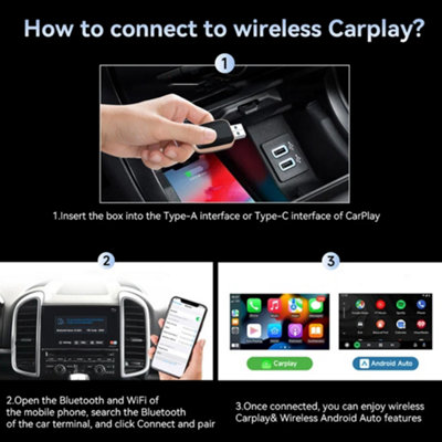 Wireless Carplay & Android Auto USB Adapter for Wired Systems - Plug & Play