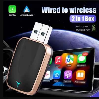 Wireless Carplay & Android Auto USB Adapter for Wired Systems - Plug & Play