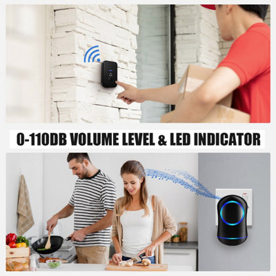 Wireless Door Bells Waterproof 1000ft Long Range Plug in Home Cordless ...