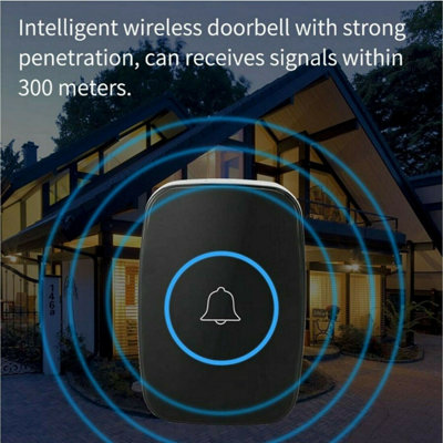 Wireless Doorbell Kit, 300m Range, Waterproof Bell Push & Plug-in Chime