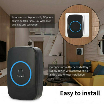 Wireless Doorbell Kit, 300m Range, Waterproof Bell Push & Plug-in Chime