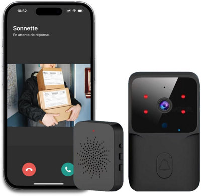 Wireless Doorbell with Camera 150 m Electronic Doorbell Kit with Plug ...