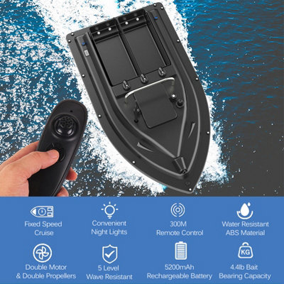 Wireless Fishing Bait Boat with Dual Containers and 300m Remote Control ...