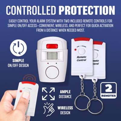 Wireless Pir Motion Sensor Shed Home Garage Caravan Alarm 2 Remote Controls