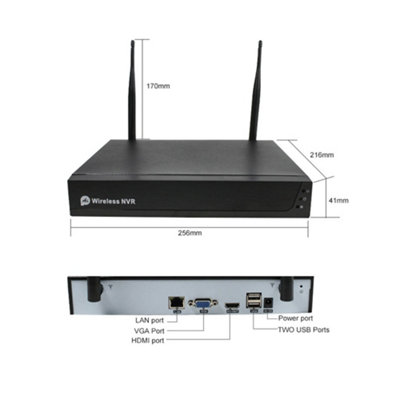 Wireless Security CCTV System with 4 IP Cameras, 8CH NVR (Hard Disk Not ...