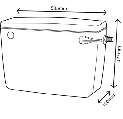 Wirquin CFE41WH Elan Low Level Dual Overflow Cistern in White with Side ...