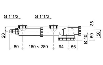 Wirquin Double Space Saving Kitchen Sink Drain Waste Trap 1 1/2" x 40mm ...