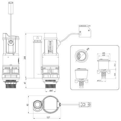 Wirquin DVA0100 Kayla Cable Operated Dual Flush Valve and Button