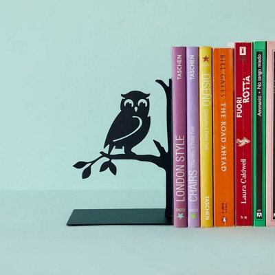 Wise Owl Book Tree Guardian Black Metal Silhoutte