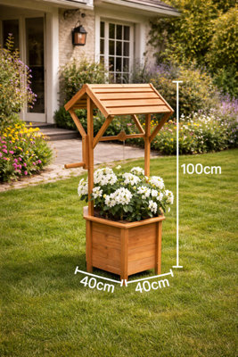 Wishing Well Planter Free Standing Troughs Barrel Outdoor Display ...