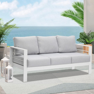 Wisteria Lane 3 Seat Sofa Patio Furniture Aluminum White