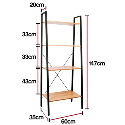 Wistows 4 Tier Ladder Shelves - Light Oak Finish