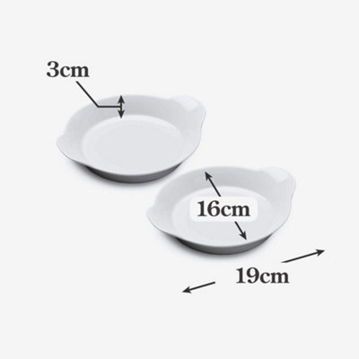 WM Bartleet & Sons Porcelain Round Gratin Dish 19cm, Set of 2