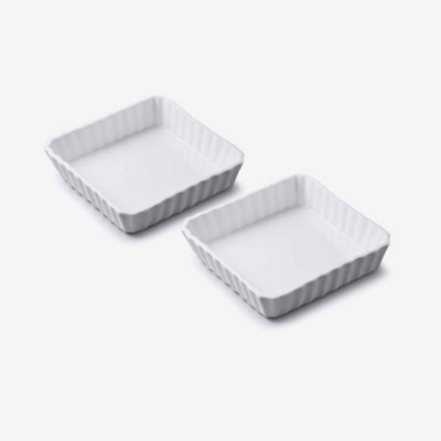 WM Bartleet & Sons Porcelain Square Flan Dish, Set of 2 | DIY at B&Q
