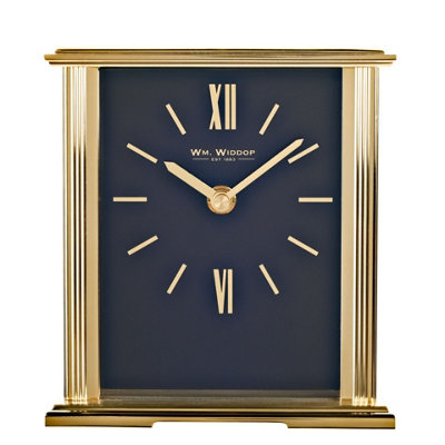 Wm.Widdop Gold Mantel Clock Navy Blue Dial