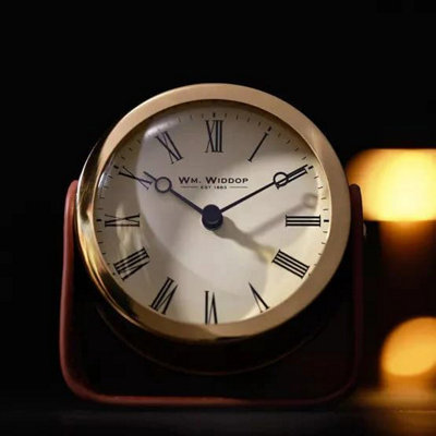 Wm.Widdop Gold Mantel Clock On Stand
