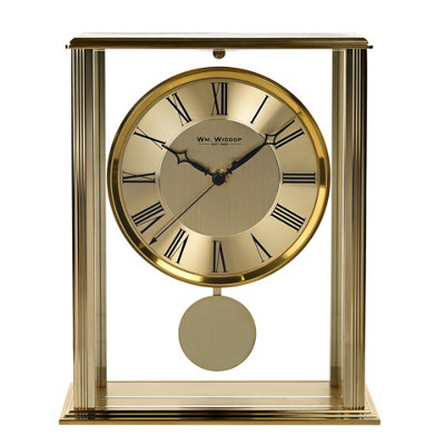 Wm.Widdop Gold Mantel Clock With Pendulum
