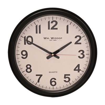 Wm Widdop Office Style Black Cased Wall Clock 42cm | DIY at B&Q