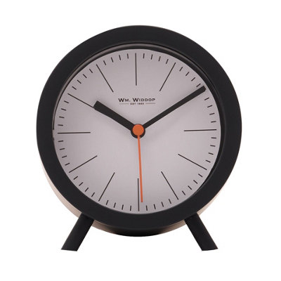 Wm.Widdop Round Alarm Clock Sweep Movement with Feet - Black