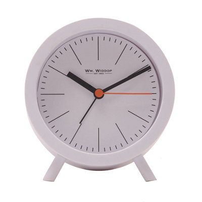 Wm.Widdop Round Alarm Clock Sweep Movement with Feet - White