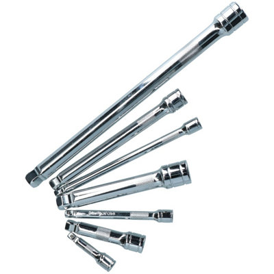 Wobble Extension Bar Socket Set Mixed Drive 1/4" 3/8" + 1/2" 7pc Set ...