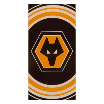 Wolverhampton Wanderers FC Crest Beach Towel Black/Yellow (140cm x 70cm)