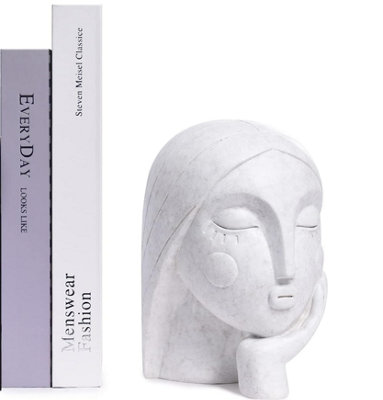 Woman's Face Bookend Shelf Decor